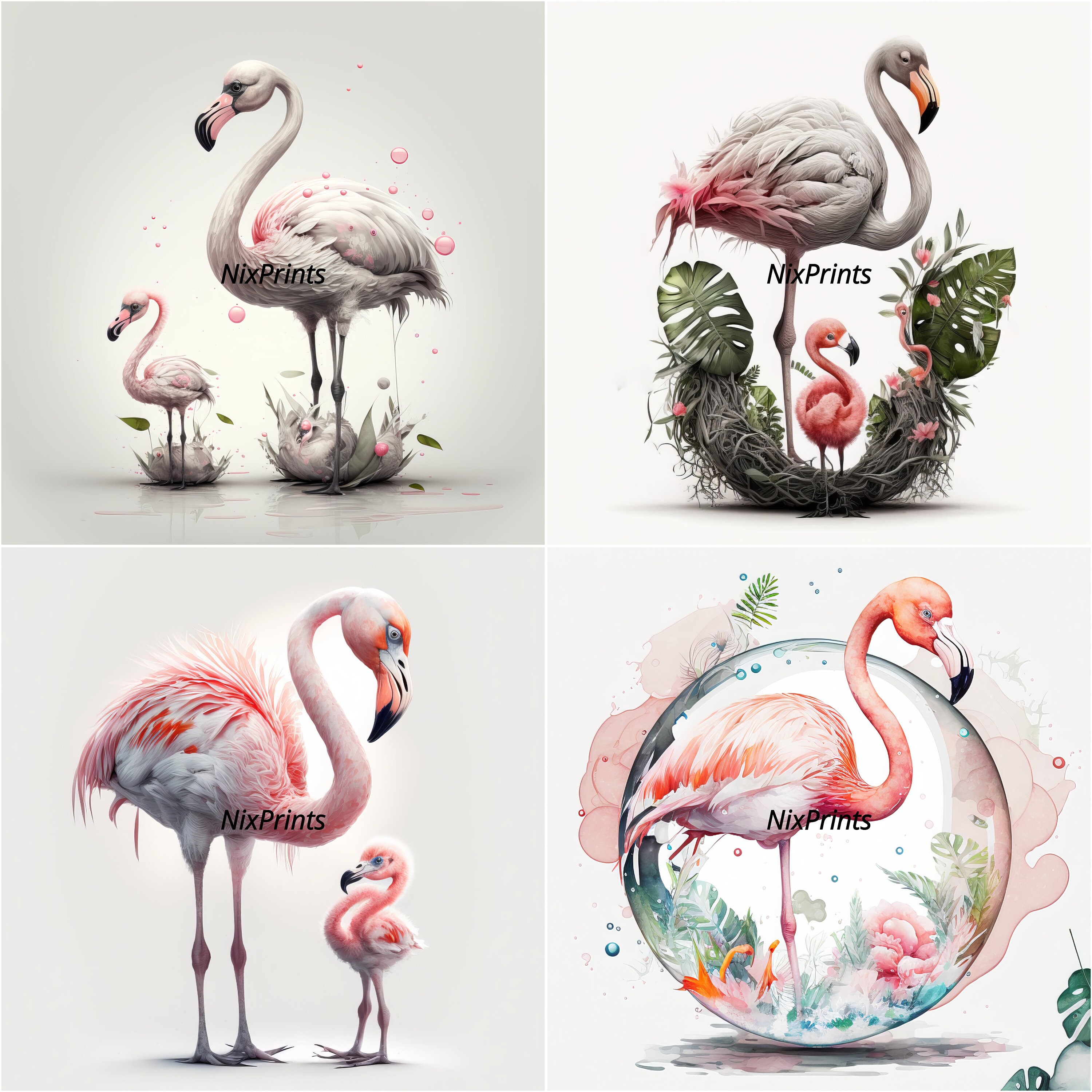 Beautiful Watercolor Flamingo Clipart Set for Tropical Summer - Etsy