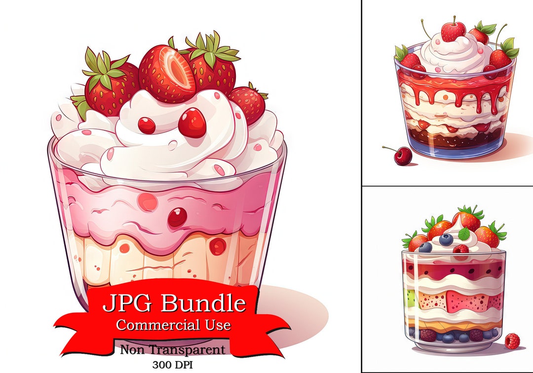 Kawaii Trifle Clipart, Art for the Wall, Art for Lovers, Print for ...