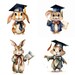 Rabbit Clipart, Graduation Clipart, Wearing a Cap and Gown, Graduation ...
