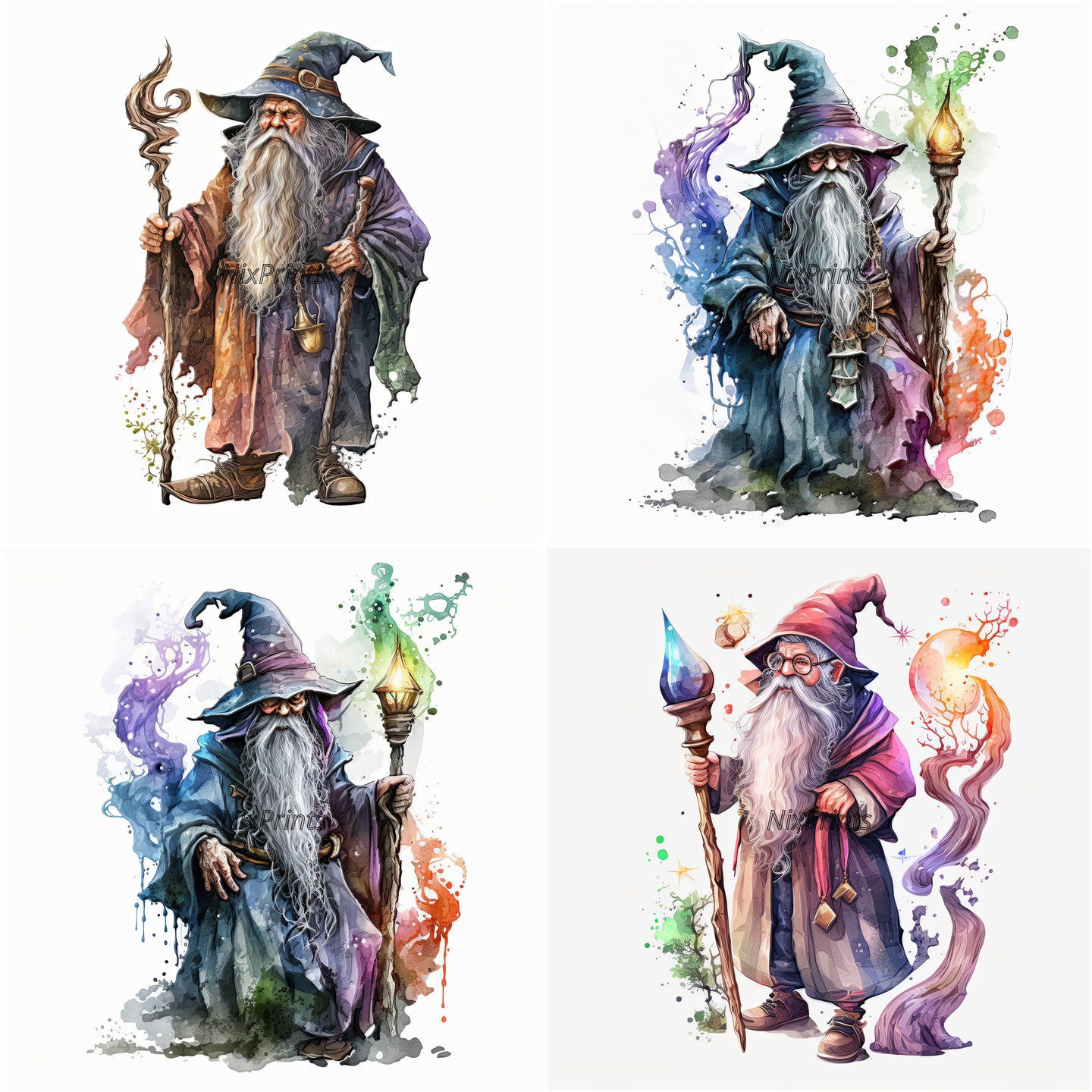 Cartoon Wizard Clipart: Enchanting Illustrations - Etsy