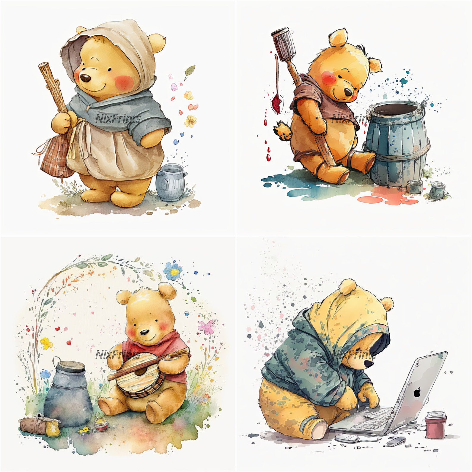 Winnie the Pooh Clipart for Hacker Jazz Cultural and Music - Etsy