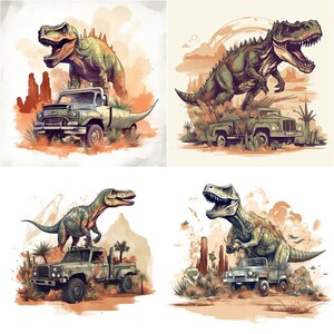 T-rex Driving Monster Truck in Wild West Digital Clipart Digital Paper ...