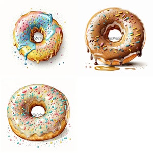 Donut Clipart: Watercolor Doughnut Clipart With Sweet Icing, Non ...