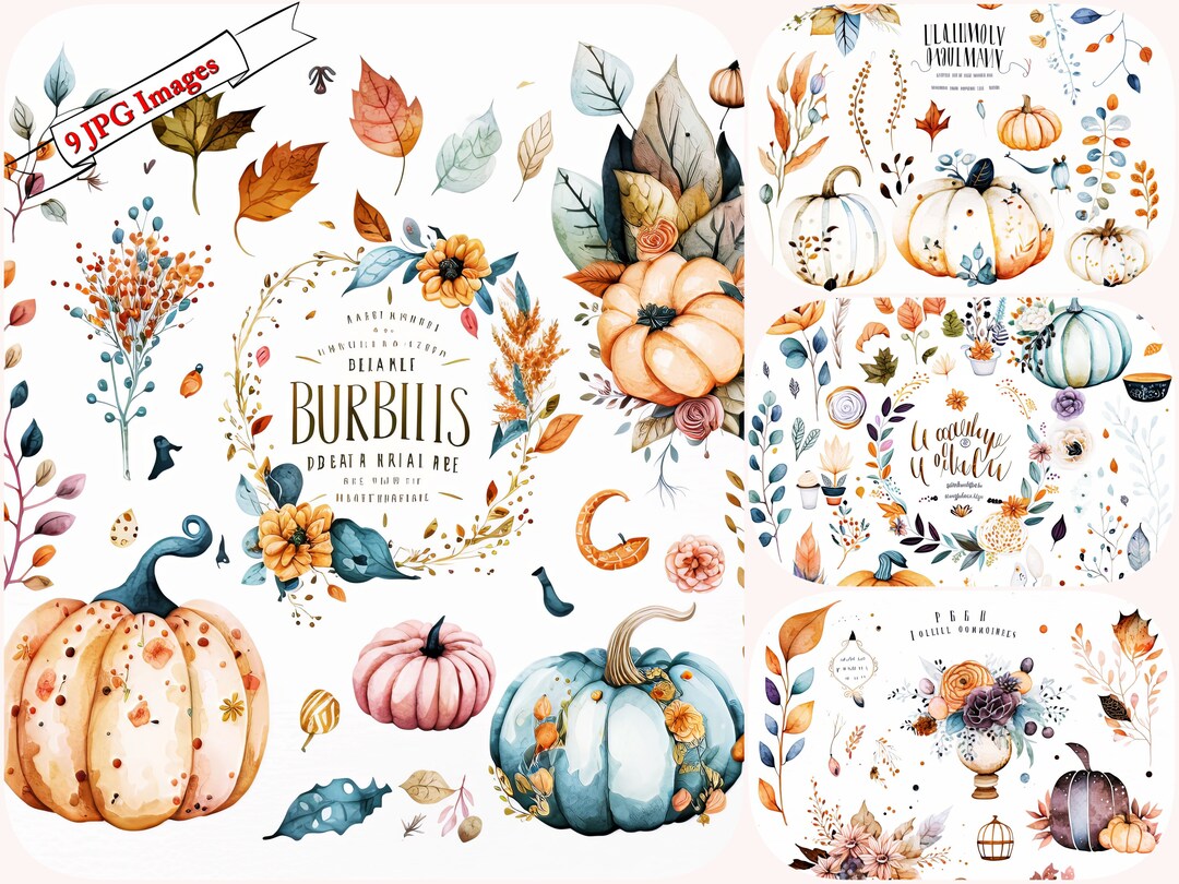 Rustic Fall Clipart Watercolor Autumn Arrangements - Etsy