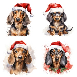 Dachshund Clipart, Dog Clipart, Christmas Clipart, Santa Claus Dress ...