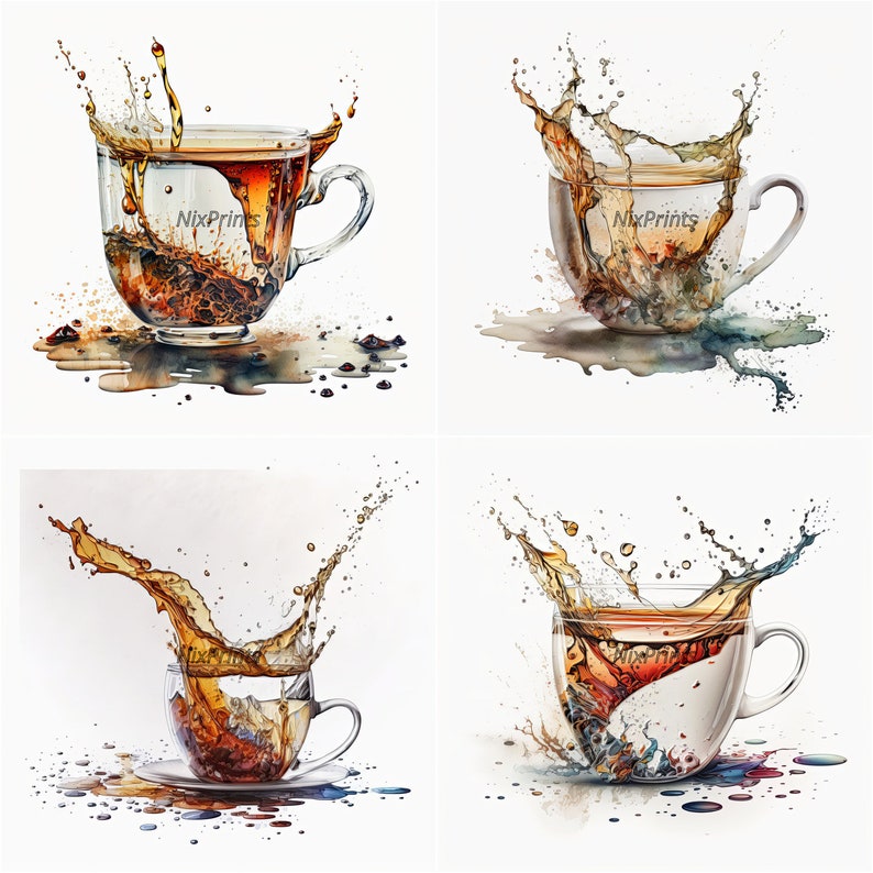 Vibrant Spill the Tea Watercolor Clipart Perfect for Social - Etsy