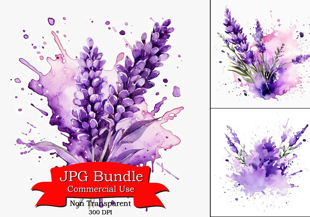Lavender Paint Splash Watercolor Digital Clipart Digital Paper Crafting ...
