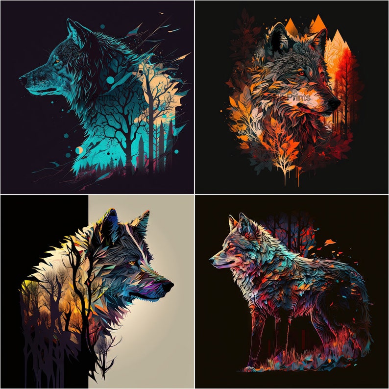 Wolf Clipart Growling Wolf in a Dark Forest: Gothic Macabre - Etsy