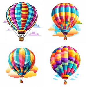 Colorful Hot Air Balloon Clipart, Artwork, JPG Formatdigital Paper ...