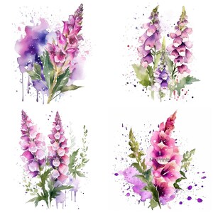 Foxglove Paint Splash: Abstract Watercolor Fusion Clipart Digital Paper ...