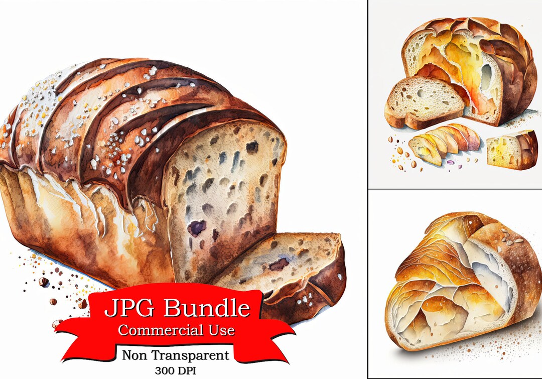 Bread Clipart: Watercolor Cliparts, Artisan Bakery, Food Lovers, Recipe ...