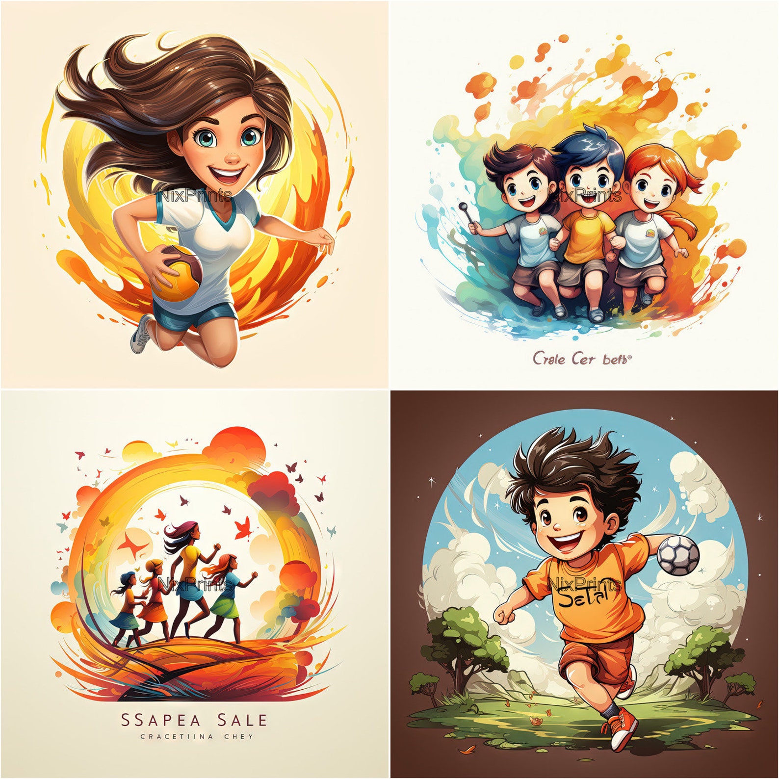 Children in Motion Clipart, Tennis Clipart, Art for A Cabin, Wall Art ...