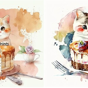 Watercolor Birthday Cats Clipart Set - Cute Kitten ,pet Animal Cliparts ...