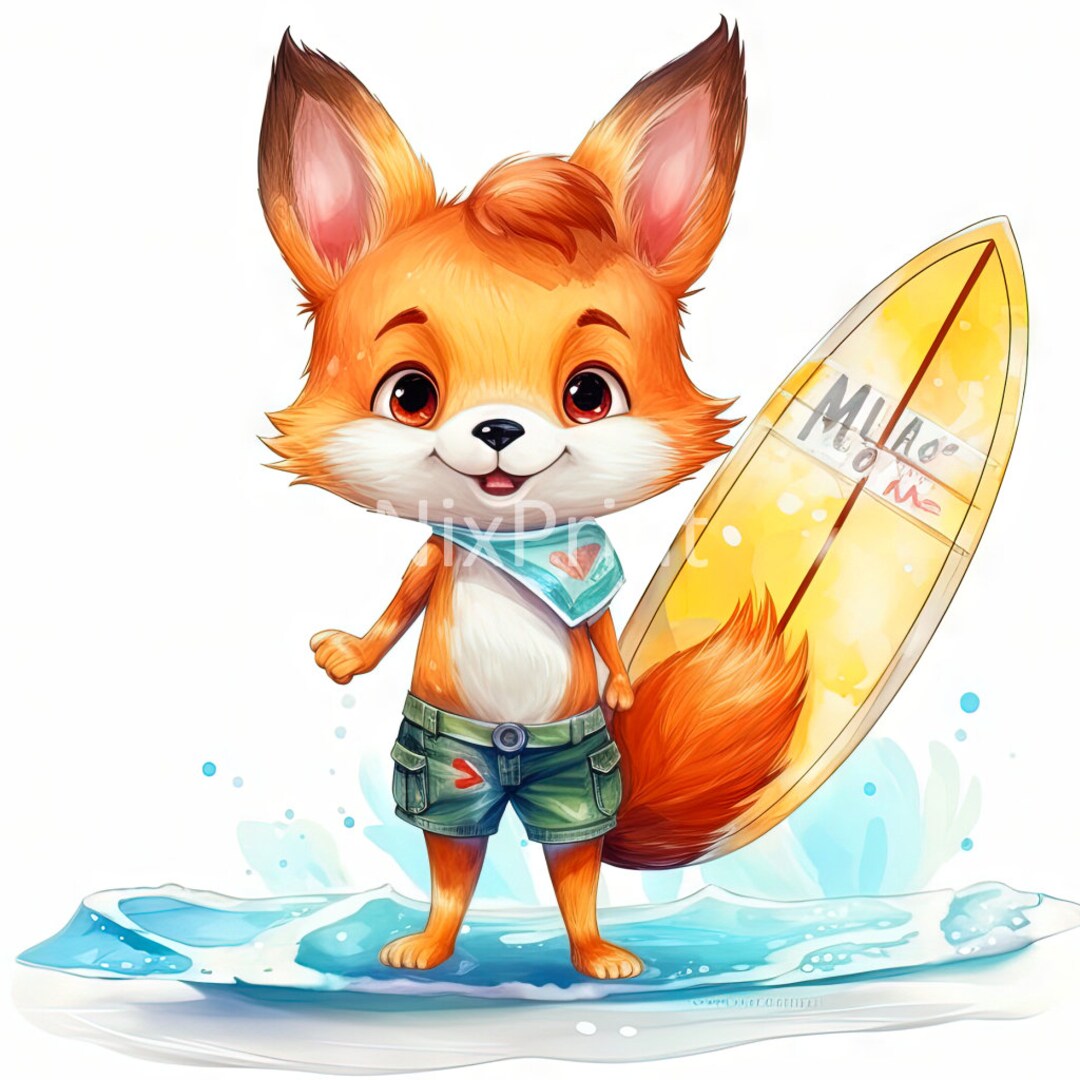Fox Clipart Lifeguard Clipart Lifeguard Outfit Holding - Etsy