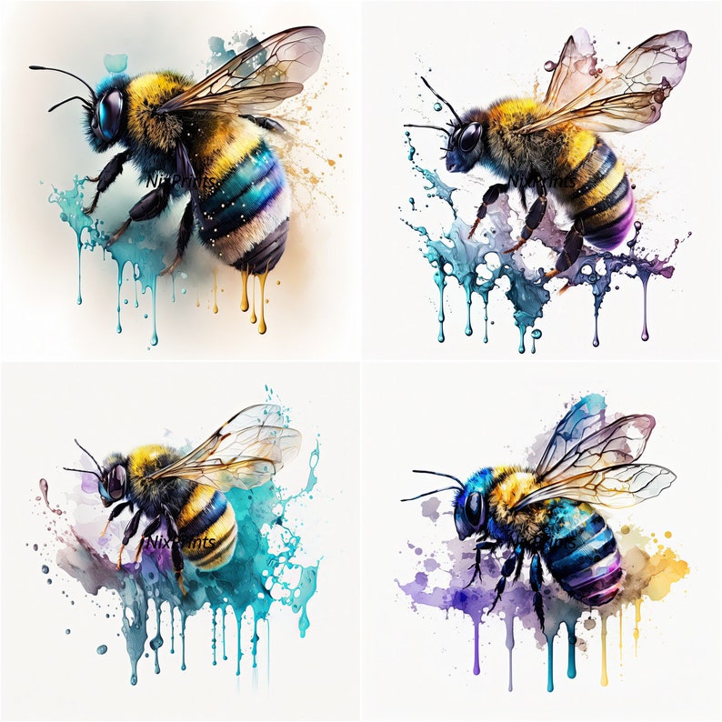 Watercolor Honeybee Clipart Bundle Magical Crystalized Bees - Etsy