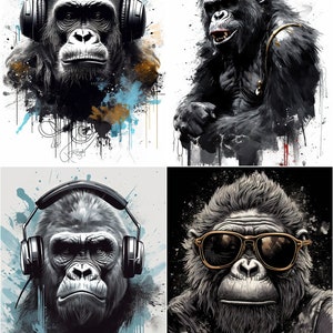 Gorilla Punk Art Clipart, Rebellion and Attitude in Clipart, Digital ...