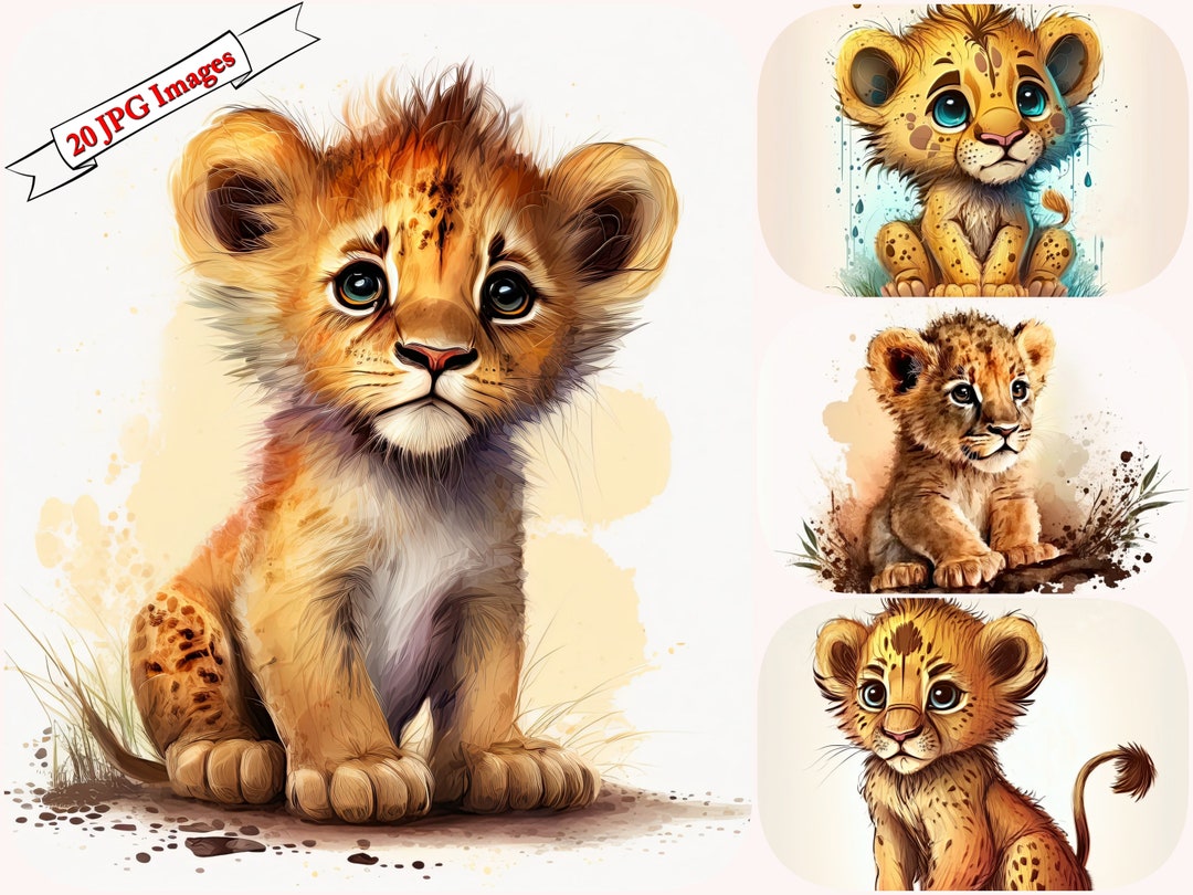 Vibrant Cute Lion Cub Clipart Bundle-super Quality Digital Phote ...