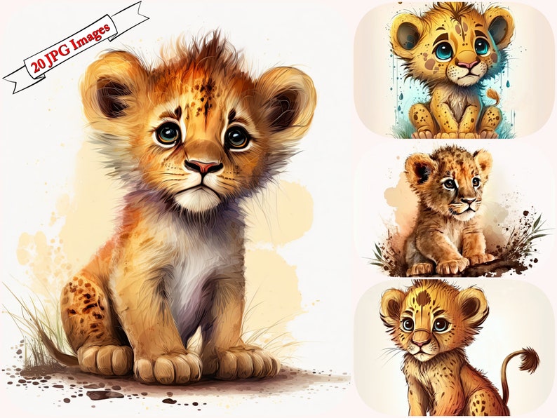 Vibrant Cute Lion Cub Clipart Bundle-super Quality Digital - Etsy
