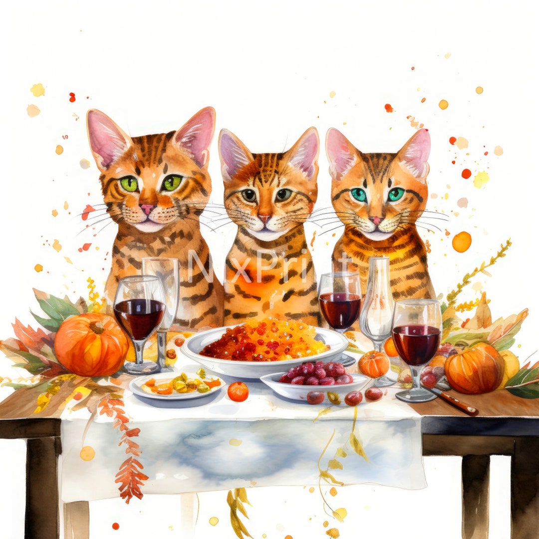 Ocicat Clipart, Cat Clipart, Thanksgiving Clipart, Family Dinner Scenes ...