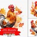 Cute Rooster Fall Foliage Watercolor Clipart Design for Fun - Etsy