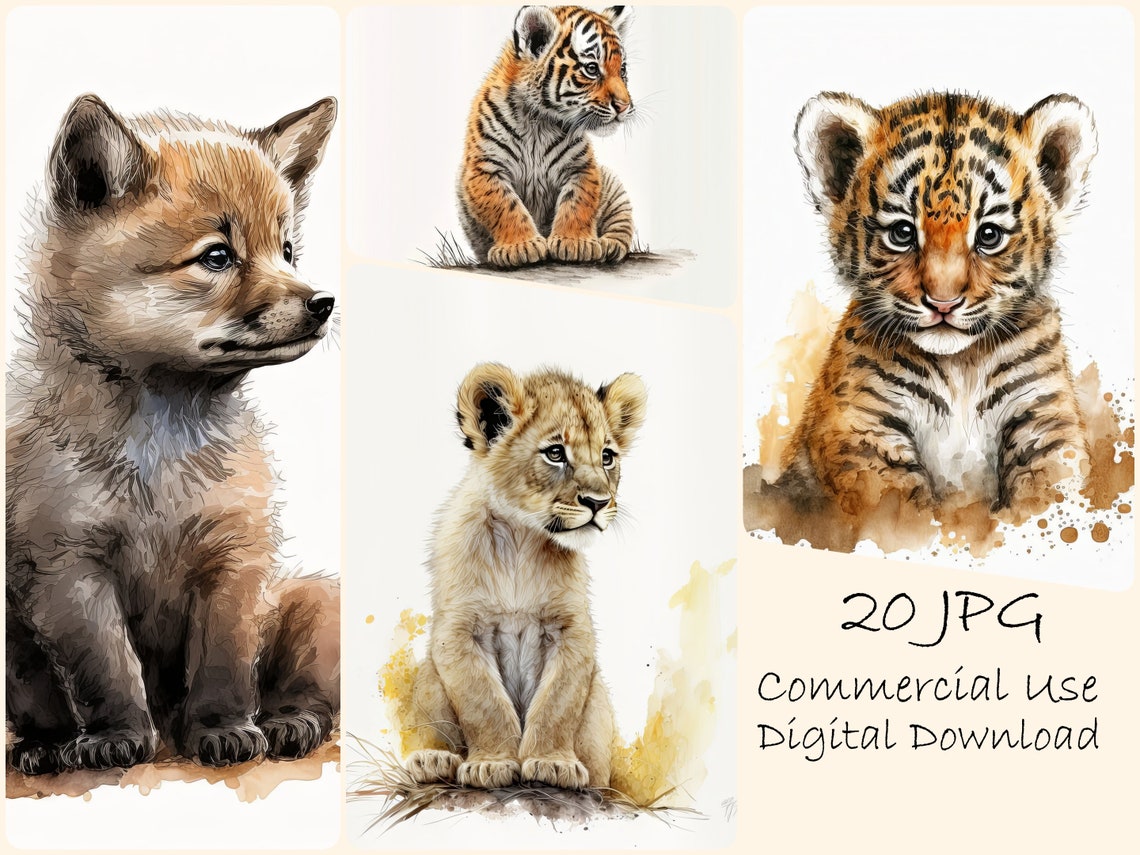 Cute Safari Animal Watercolor Clipart Bundle for Sublimation - Etsy
