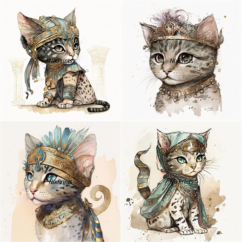 Egypt Cat Clipart Bundle Printable High-resolution JPG Files - Etsy