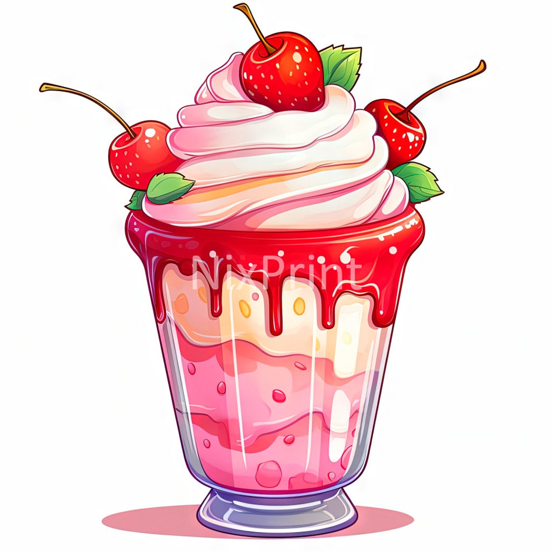 Kawaii Knickerbocker Glory Clipart Ice Cream Clipartprint - Etsy