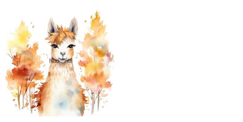 Llama Fall Foliage Clipart, Digital Sticker for Ikea, Poster for Tech ...