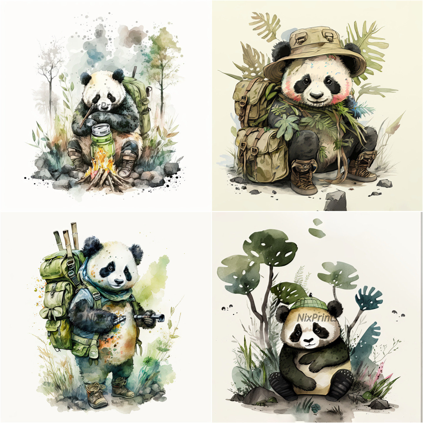 Panda Clipart, Camping Clipart, Wilderness Companion Outdoors Survival ...