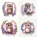 Whimsical and Nordic Pastel Color Owl With Flowers Clipart Set With ...
