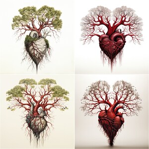Tall Tree Clipart, Human Heart Roots Clipart, Wall Art for Dorm, Wall ...