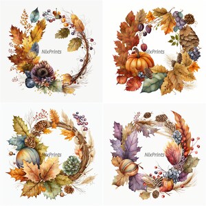 Thanksgiving Autumn Wreath Clipart: Decorative Fall-themed Clipart for ...