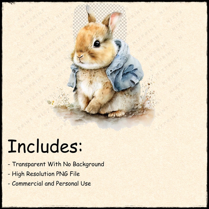 High Resolution Clipart Rabbit Watercolor Clipart Cute Baby - Etsy