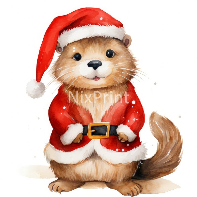 Christmas Otter - Etsy