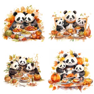 Panda Clipart, Thanksgiving Clipart, Family Dinner Scenes Clipart ...