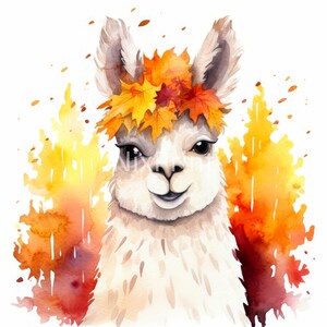 Llama Fall Foliage Clipart, Digital Sticker for Ikea, Poster for Tech ...
