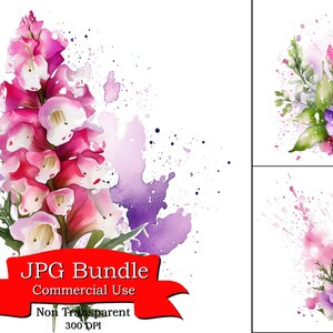 Foxglove Paint Splash: Abstract Watercolor Fusion Clipart Digital Paper ...