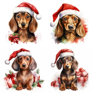 Dachshund Clipart, Dog Clipart, Christmas Clipart, Santa Claus Dress ...