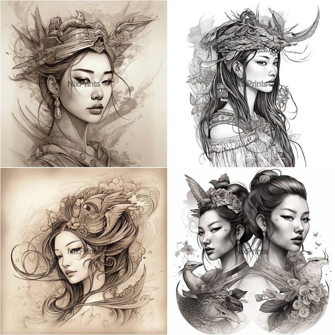 Chinese Girl Clipart Chinese Beauty Head Portrait - Etsy Canada