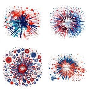 Vibrant Patriot Fireworks Digital Clipart, 4th July Celebration ...