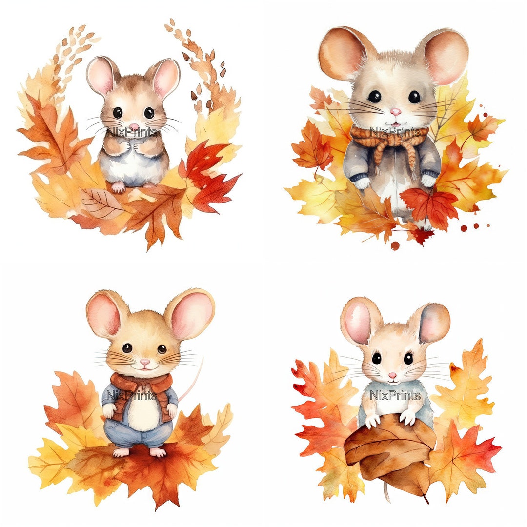 Mouse Fall Foliage Clipart Background for Photography Poster - Etsy