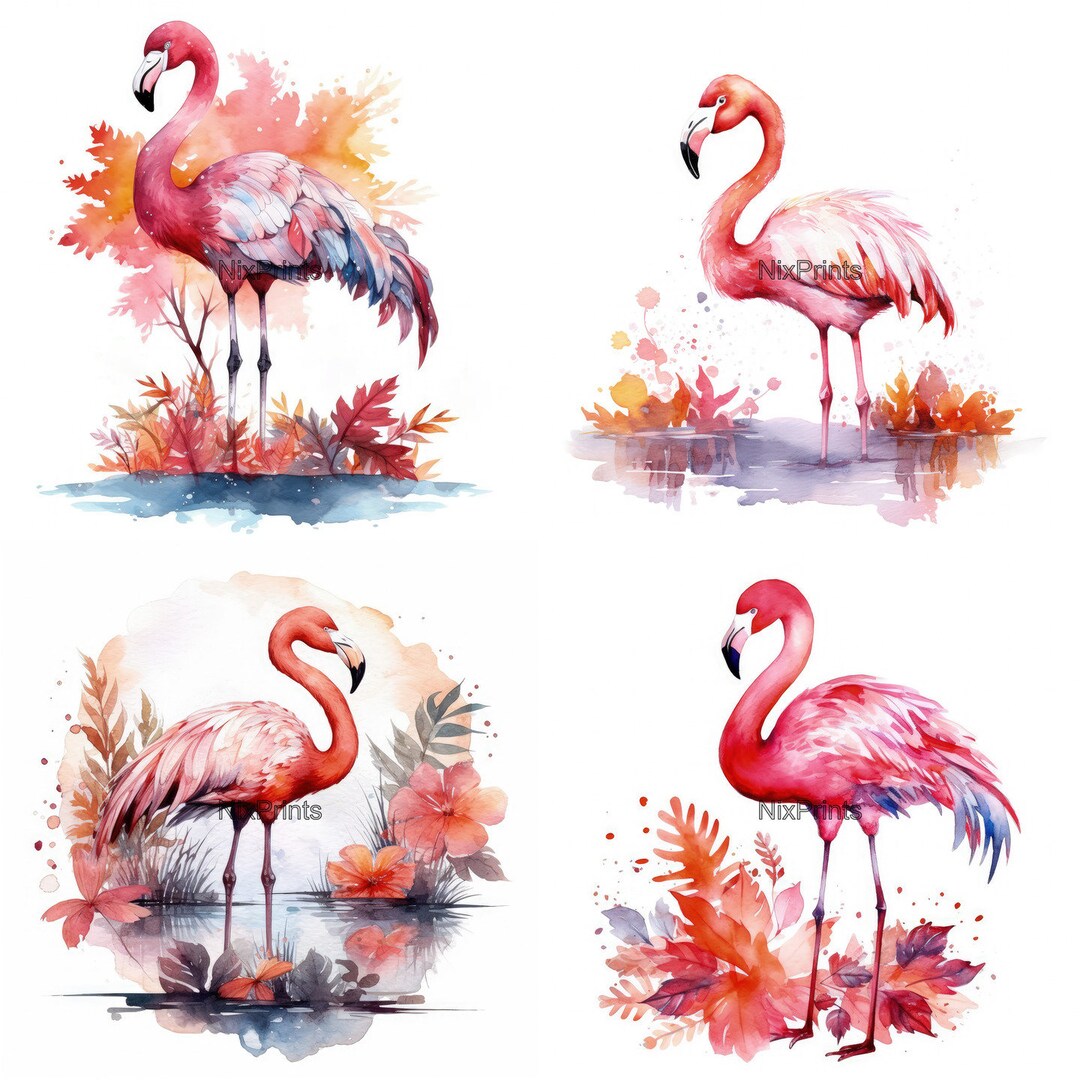Flamingo Fall Foliage Clipart, Craft for Kids Printable, Art for Mens ...