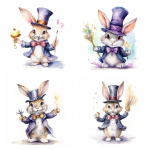 Rabbit Clipart, in a Magician's Costume, Magician Clipart, Performing a ...