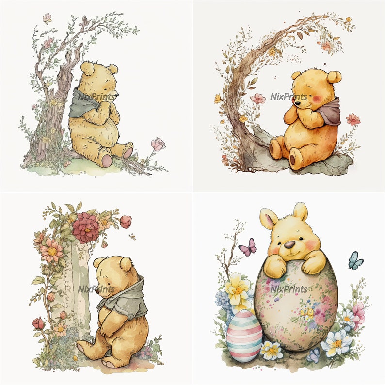 Winnie the Pooh Nature and Spring Clipart Set Wildlife - Etsy