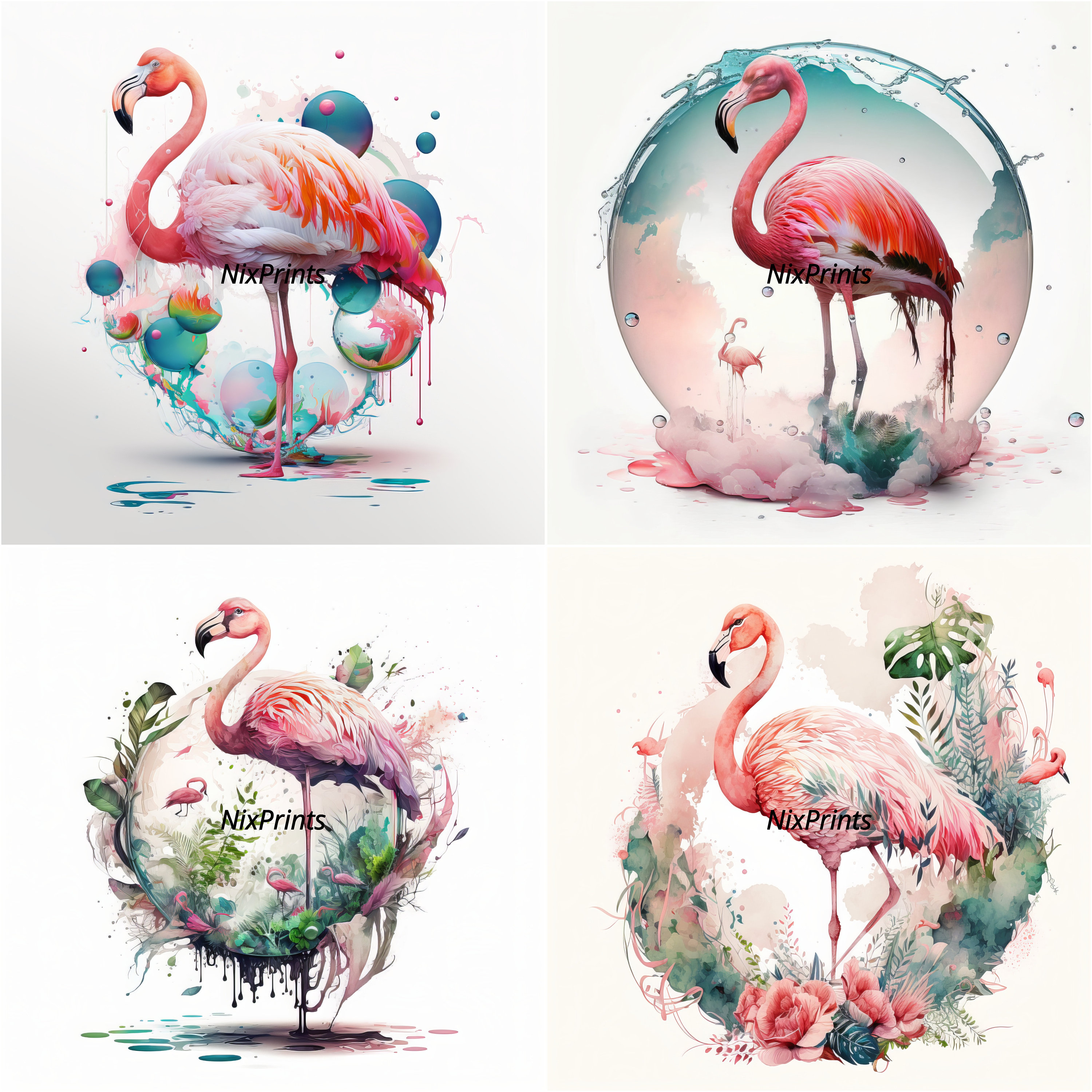 Beautiful Watercolor Flamingo Clipart Set for Tropical Summer - Etsy