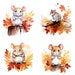Cute Rat Fall Foliage Watercolor Clipart Wall Art for Game - Etsy