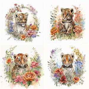 Tiger Watercolor Clipart, Cute Baby Tiger Clipart for Crafting and ...