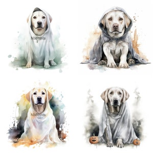 Cute Labrador Retriever Dog Clipart, Spooky Halloween Costume, Ghost ...