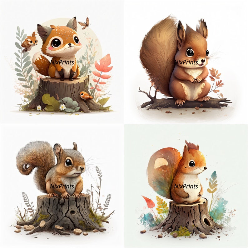 Watercolor Squirrel Clipart Set - Forest Animal Cliparts , Woodland ...