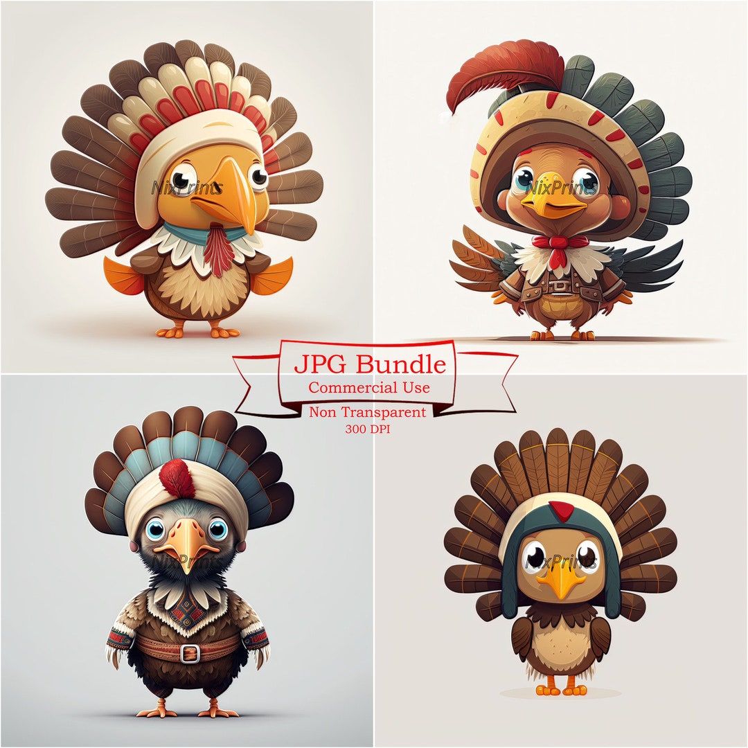Cute Baby Turkey Clipart for Thanksgiving and More High - Etsy